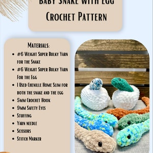 Baby Snake and Egg Crochet Pattern, Baby Snake Crochet Pattern, Snake ...