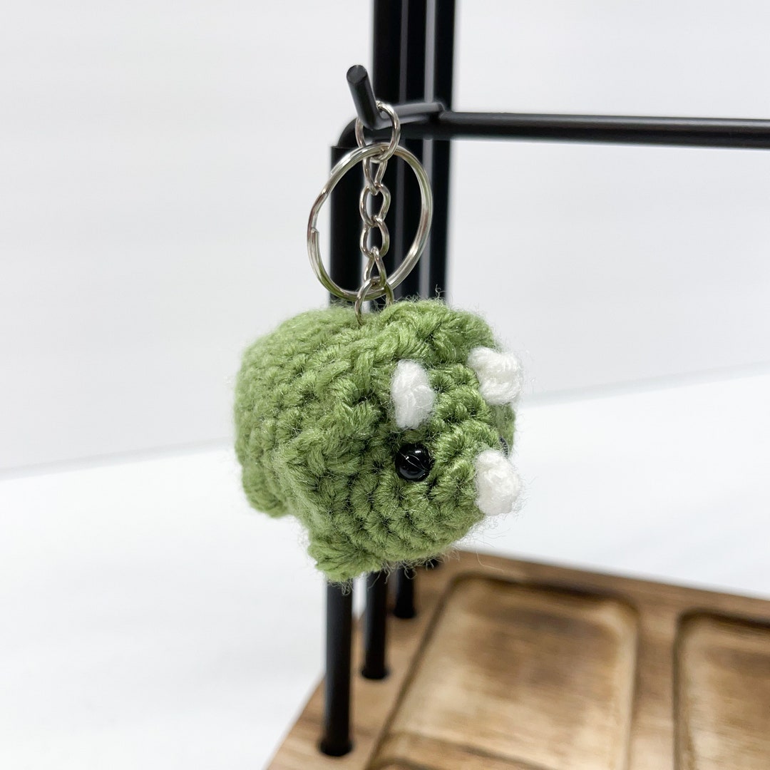 Crochet Triceratops Keychain, Dinosaur Keychain, Crochet Accessories ...
