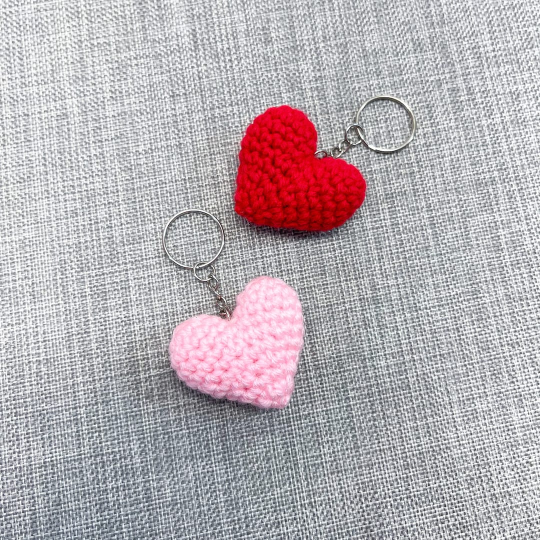 Crochet Mini Heart Keychain, Valentines Gift, Cute Tiny Heart, Stuffed ...