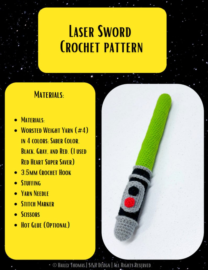 Star Sword Crochet Pattern, Light Sword Crochet Pattern, Space Sword ...