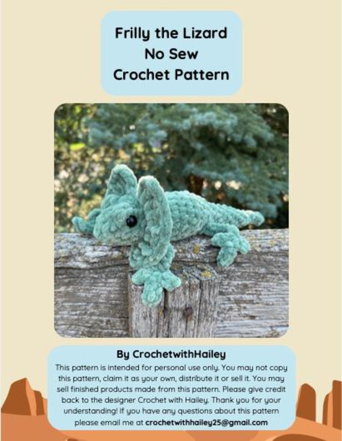 Frilly the Lizard Crochet Pattern, Crochet Frilled Lizard, Crochet ...