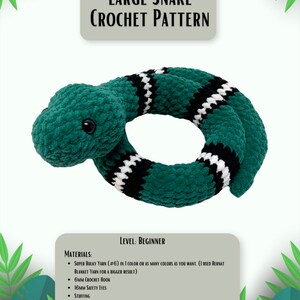 Crochet Large Snake Pattern, Crochet Pattern, Snake, Crochet Reptile ...