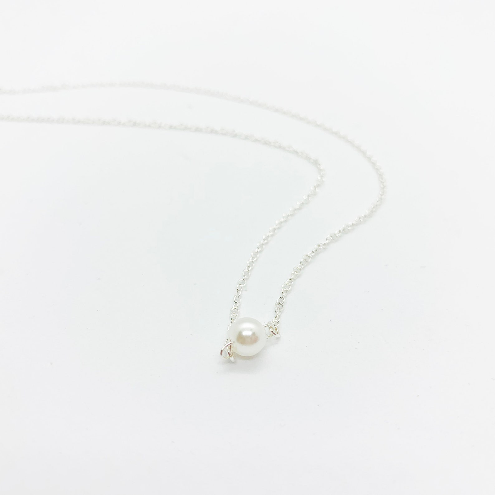 Mini Floating Pearl Necklace Floating Pearl Necklace Dainty | Etsy