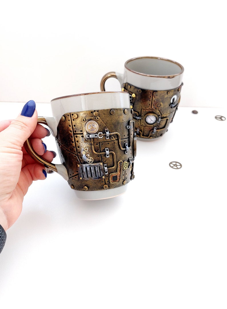 Handmade Steampunk Cups: Artisan Gear Decor, Set of 2 - Etsy