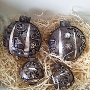 Handmade Steampunk Christmas Ornaments. New Year Tree Christmas Glass ...
