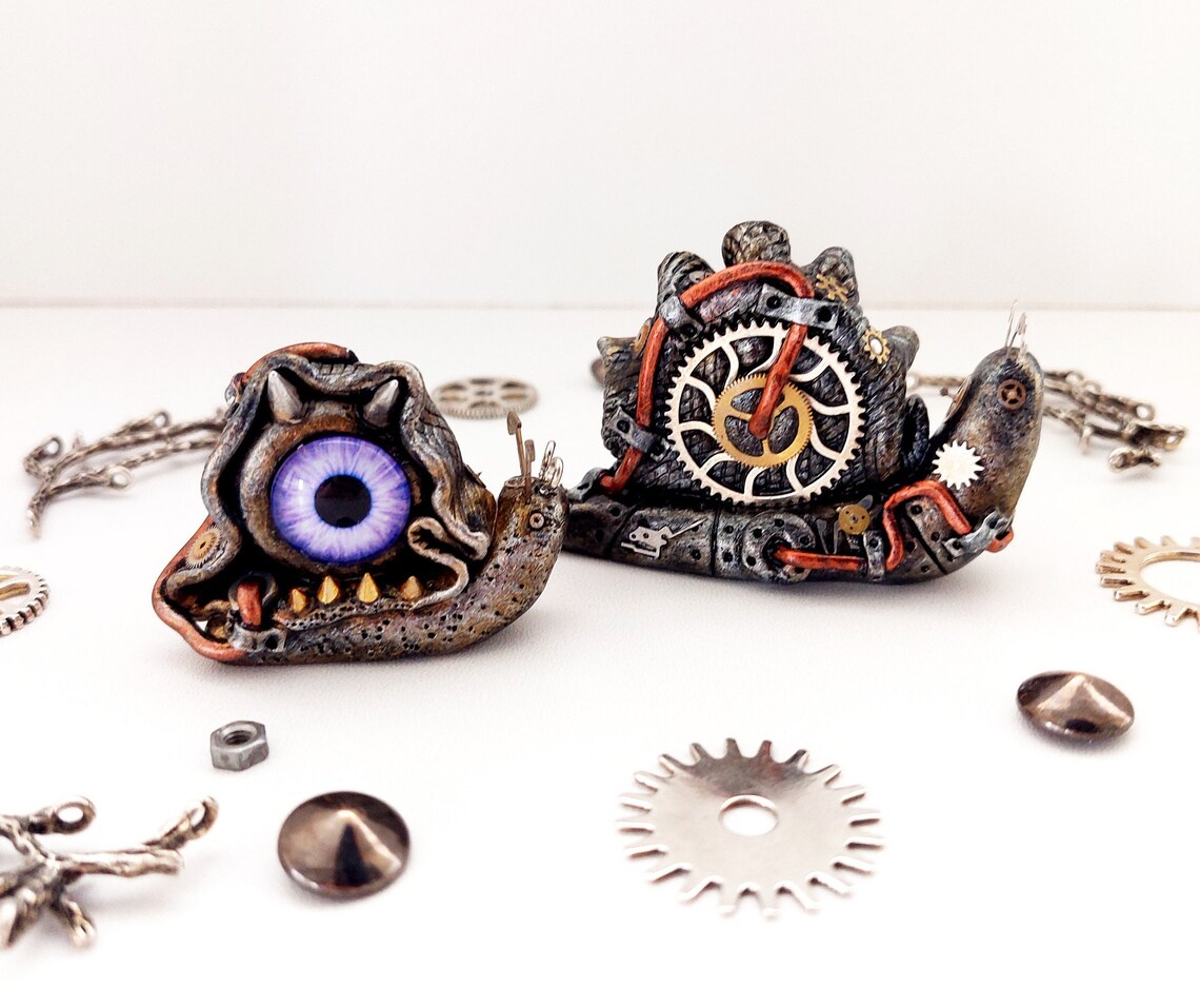 Small Steampunk Snails Miniature. Handmade Steampunk Friends. - Etsy