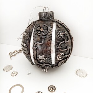 Handmade Steampunk Christmas Ornaments. New Year Tree Christmas Glass ...