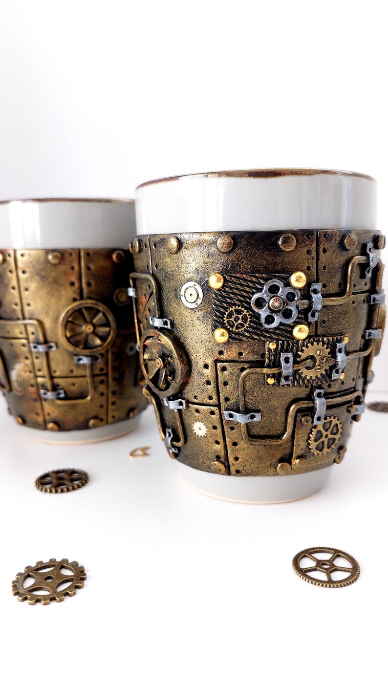 Handmade Steampunk Cups: Artisan Gear Decor, Set of 2 - Etsy