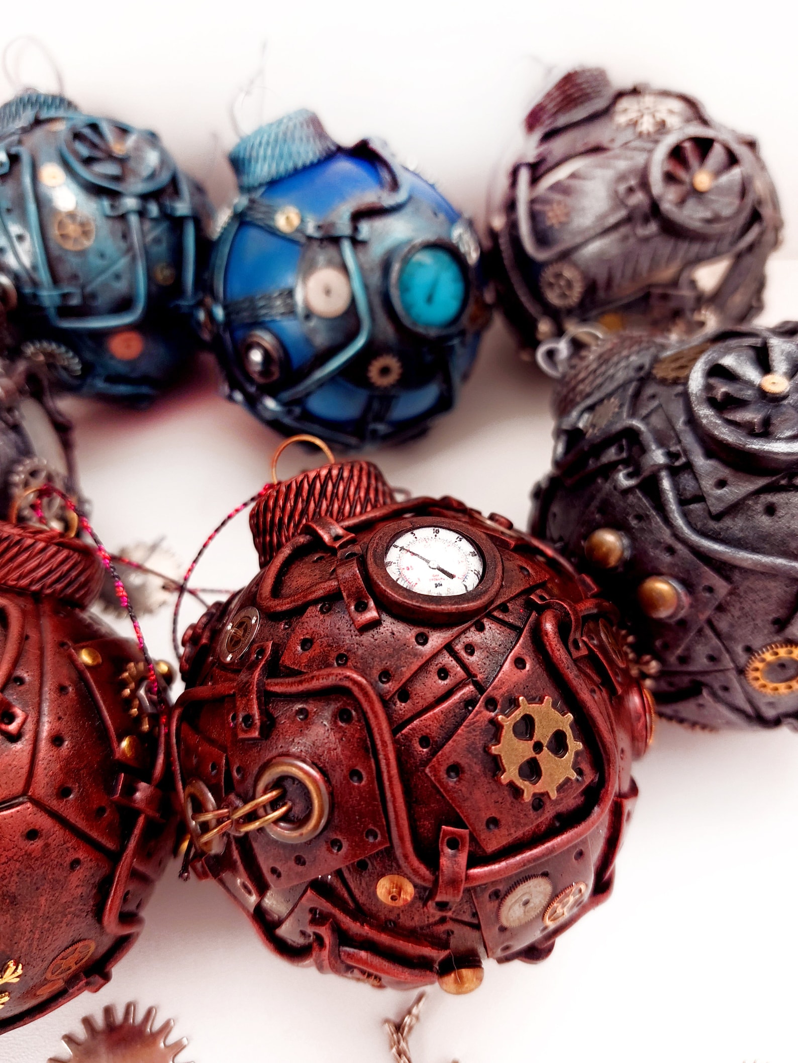 Handmade Steampunk New Year Tree Ornaments. Christmas Mix Metallic ...