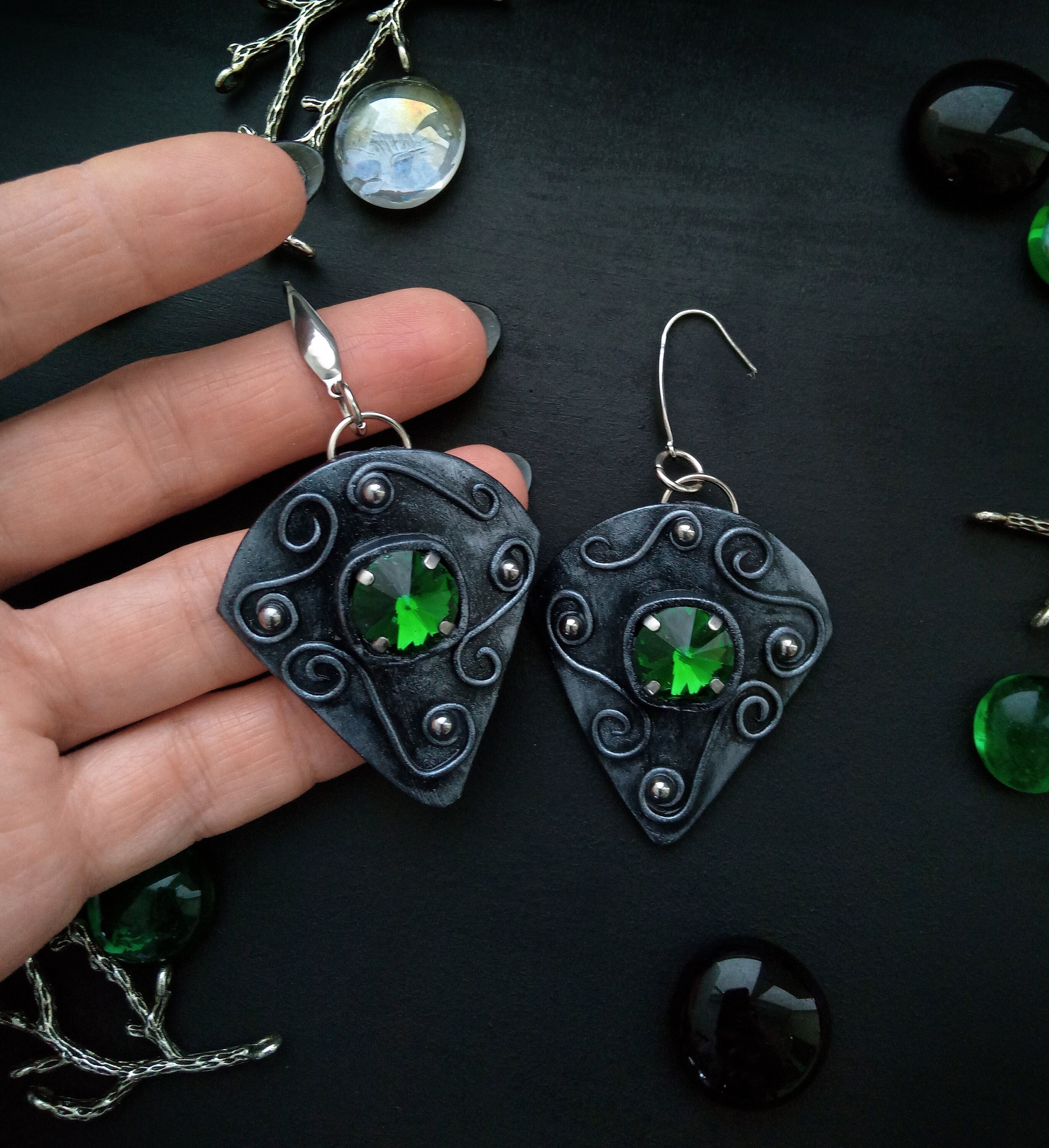 Silver Earrings Green Forest Light. Exclusive Handmade Jewelry - Etsy