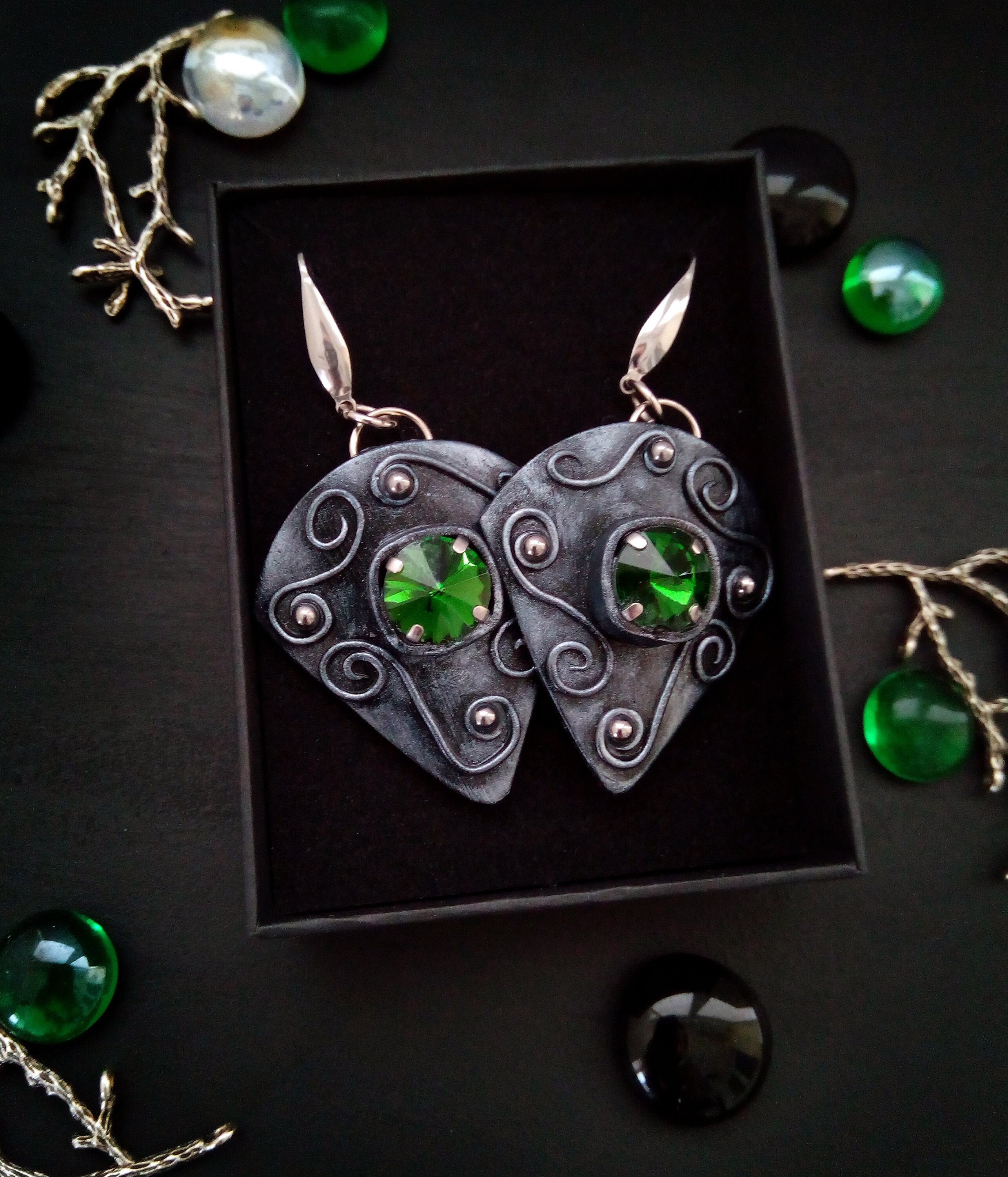 Silver Earrings Green Forest Light. Exclusive Handmade Jewelry - Etsy