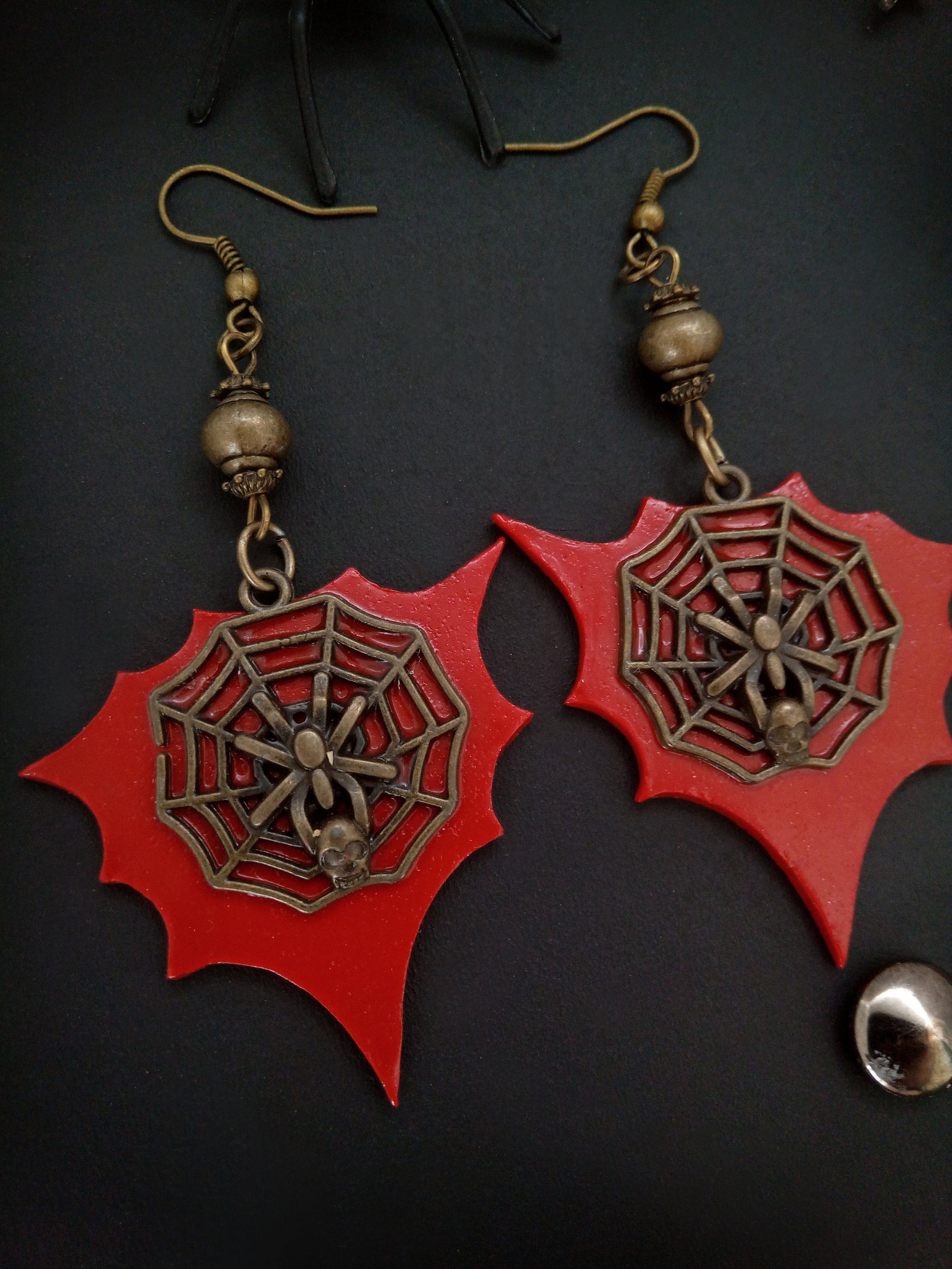 Red Gothic Earrings Blood Spiders. Gothic Handmade Clay | Etsy