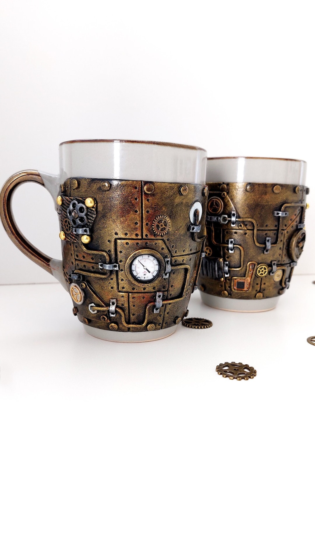 Steampunk Cups - Set of 2 Cups. Handmade Artisan Design. Handmade ...