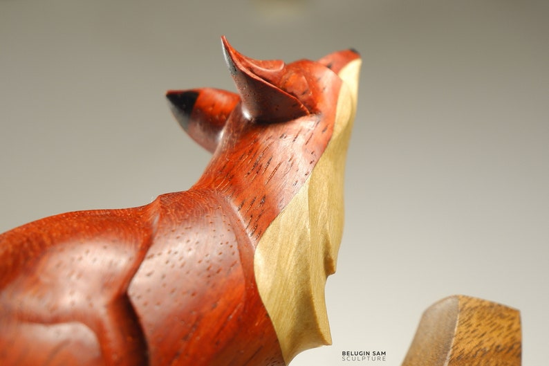 Wooden Fox lover gift Carved wood Fox Sculpture Miniature | Etsy