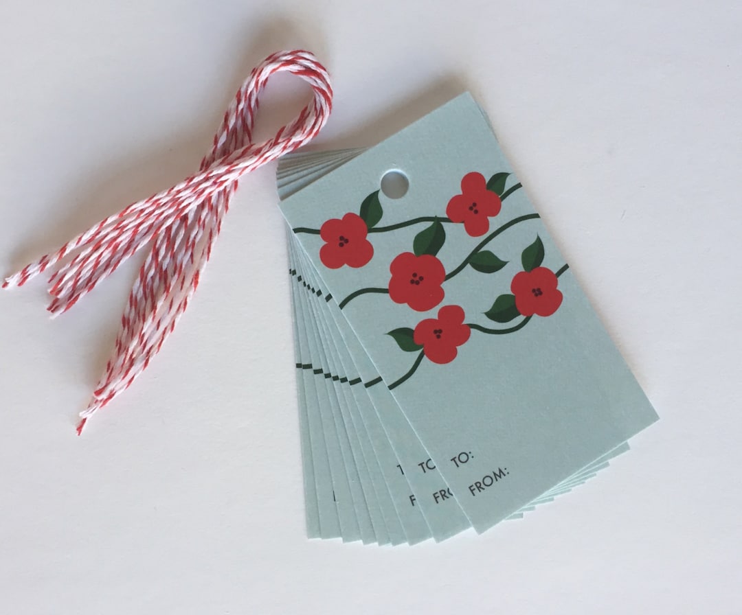Gift Tags: Red Flowers (set of 10) - Etsy