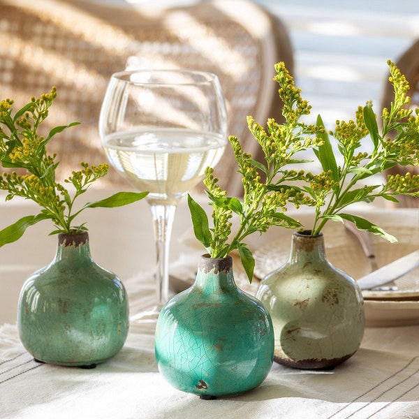 Teal Flower Vase - Etsy