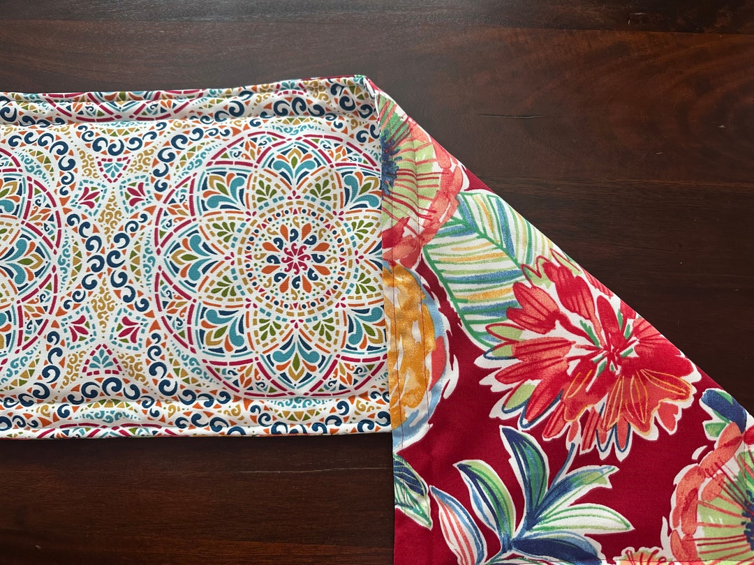 Hot Pad Table Runners or Square Pads Zen Mosaic and Red Garden or Teal ...