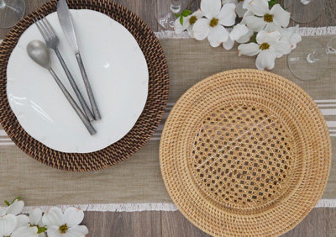 Chargers 3 Styles Rattan, Laser Cut and Water Hyancinth Dining, Home ...