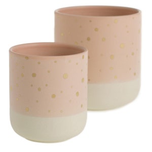 Light Pink With Gold Speckles Ceramic Pot Flowers or Plants Home or ...