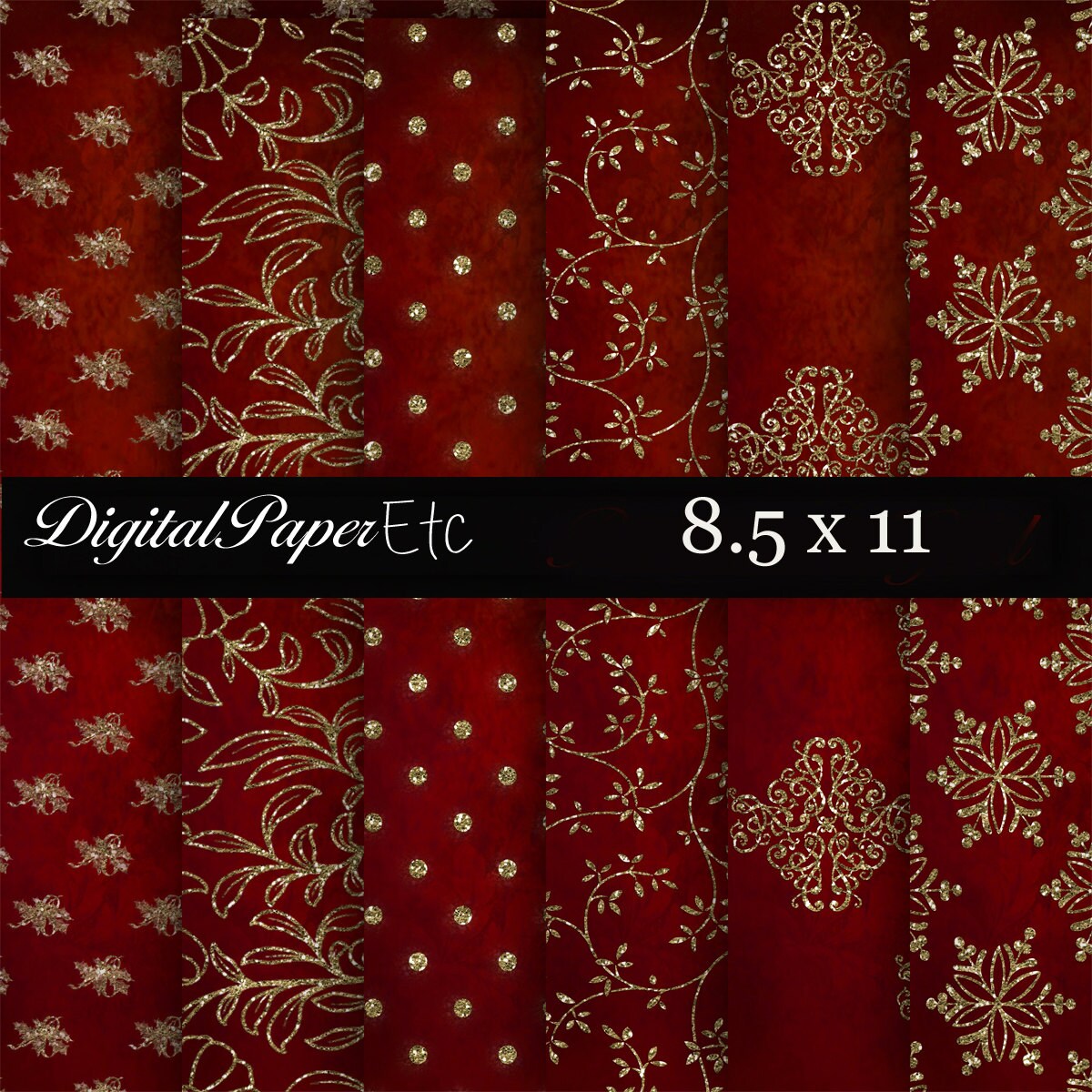 Paper Gold and Red Digital Background Gold Glitter on Red Red and Gold ...