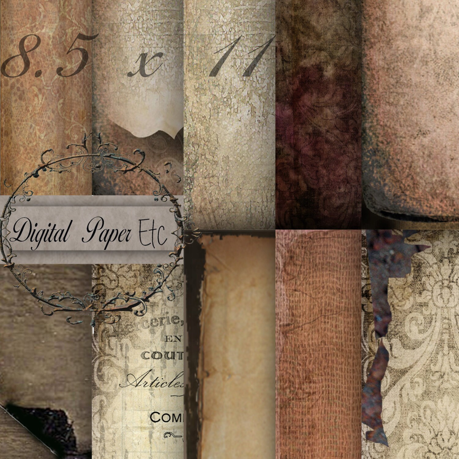 Grunge Digital Paper, Digital Grunge Textures, Grunge Printable Papers ...