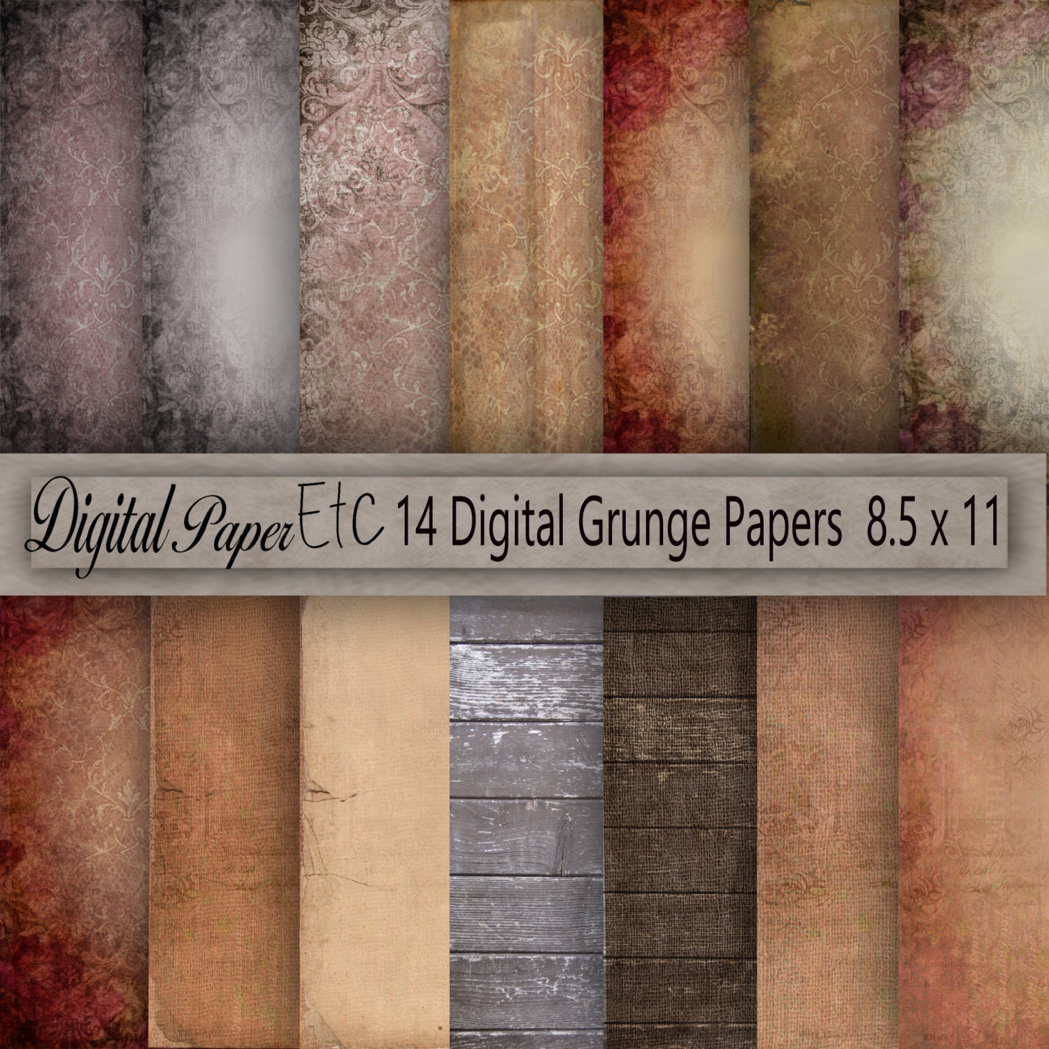 Digital Artwork Wedding Grunge Color Pack Printable Scrapbook Paper ...