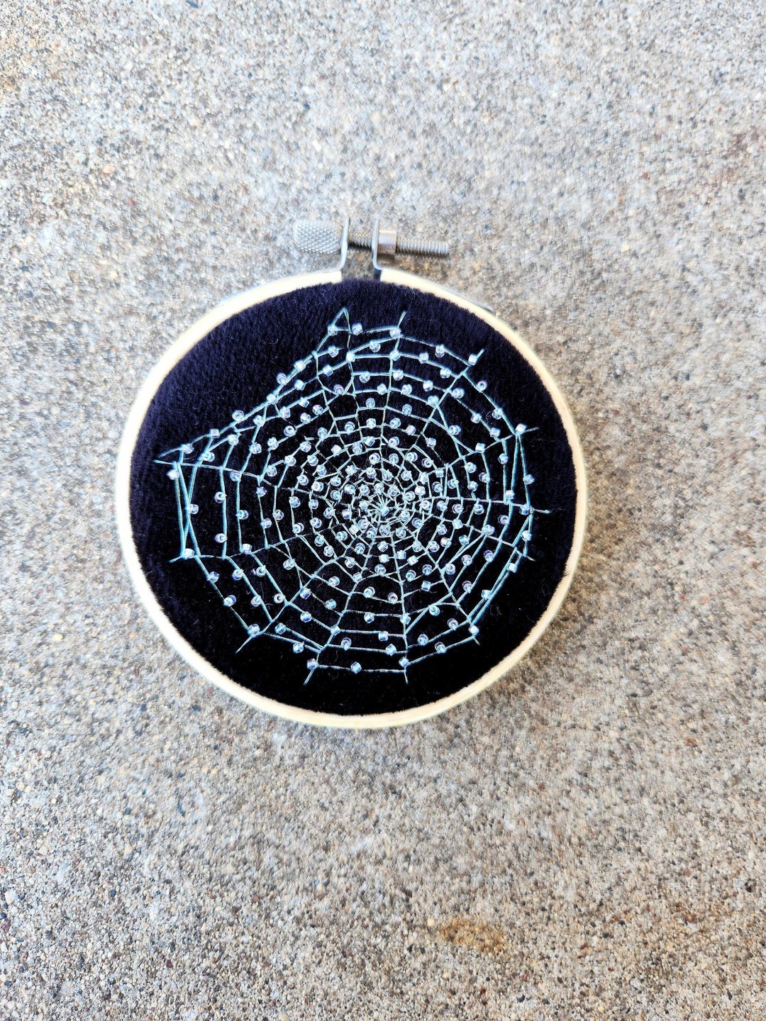 Iridescent Creepy Cobweb Hand Embroidery With Beaded Iridescent Dew ...