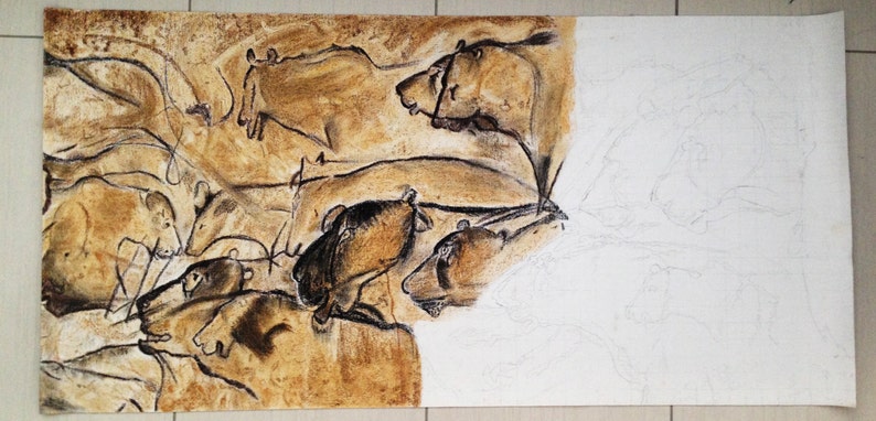 Reproduction of "lions Panel" - Chauvet Cave - Prehistoric Art - Etsy