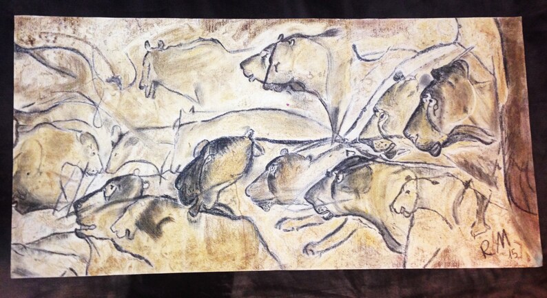 Reproduction of "lions Panel" - Chauvet Cave - Prehistoric Art - Etsy UK