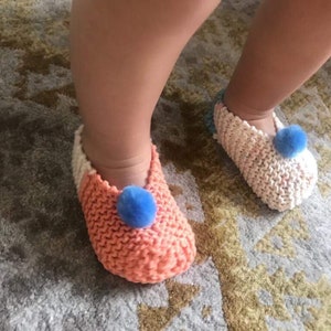 Kids Knitted Slippers Orange and White Hand Knitted Socks Children's ...