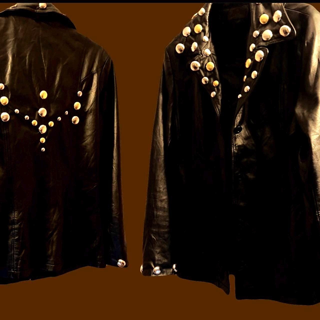 Vintage Roncelli Style Dome Studded Black Genuine Leather Jacket From ...