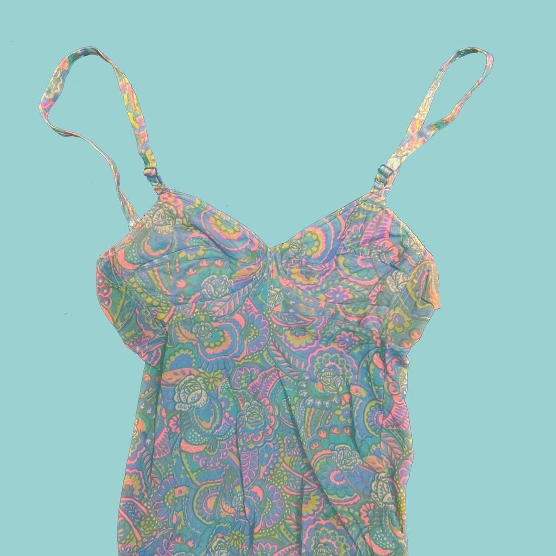 Vintage 60s Psychedelic Lightweight Ultra Soft Floral Paisley Light ...