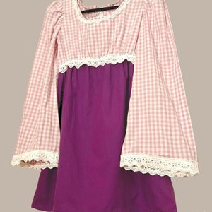Whimsical 70s Cottagecore Vintage Purple Gingham Empire Waist Bell ...