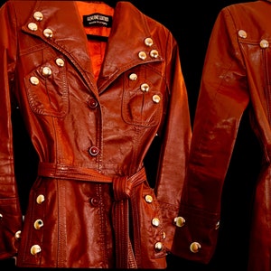 70s Dome Studded Dark Red Leather Jacket - Etsy