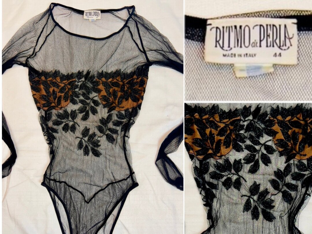 RARE Vintage Ritmo Di Perla Lingerie Mesh Body Suit Made in Italy ...