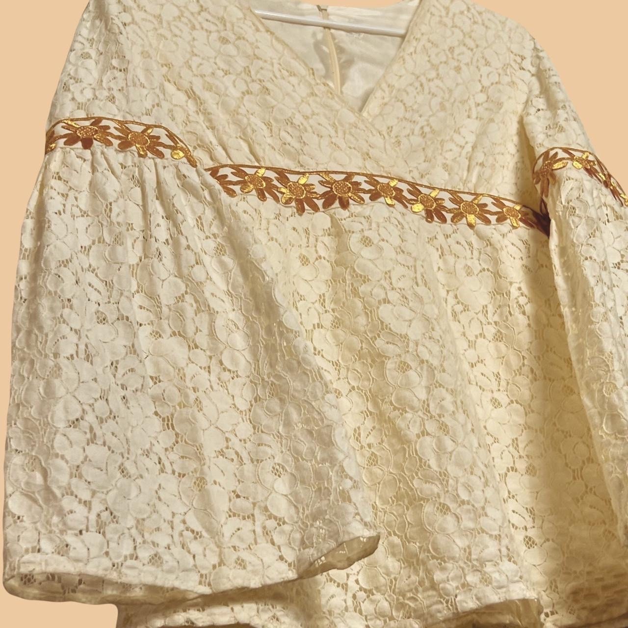 Boho Cottagecore Renaisssnce Revival Ivory Irish Lace Bell Sleeve ...