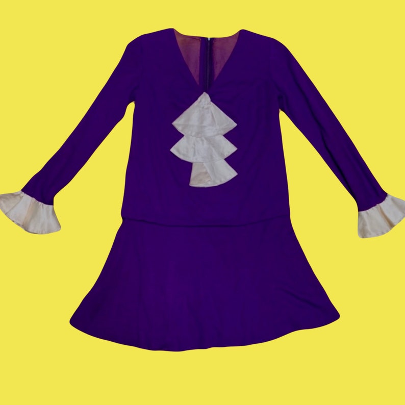 Groovy Wednesday Addams 1960s Vintage Mod Edwardian Purple Cream Silk ...