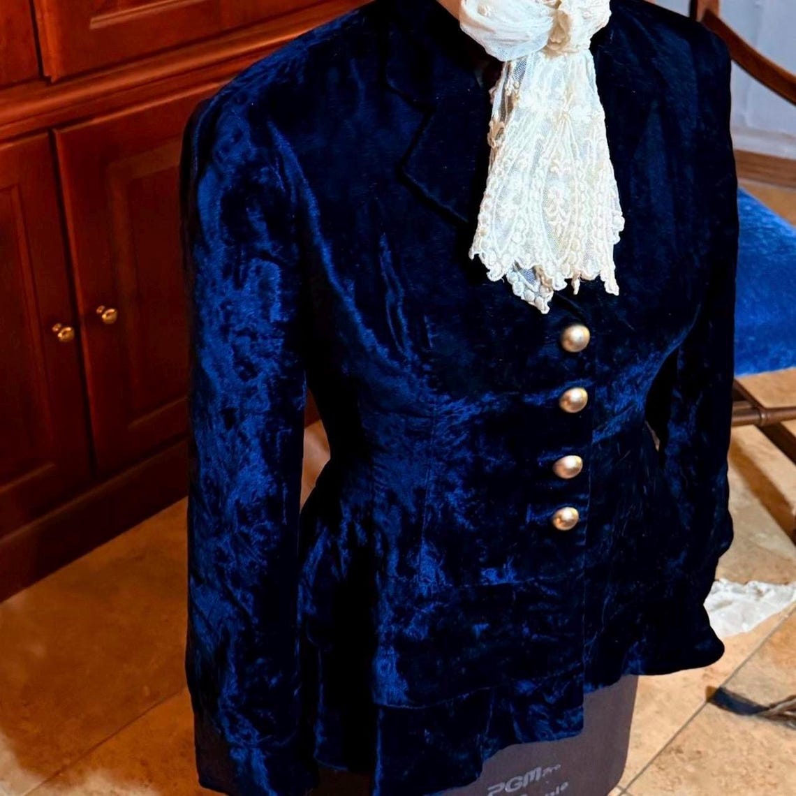 Austin Powers / Victorian Style Vintage Dark Blue Silk Velvet Tiered ...