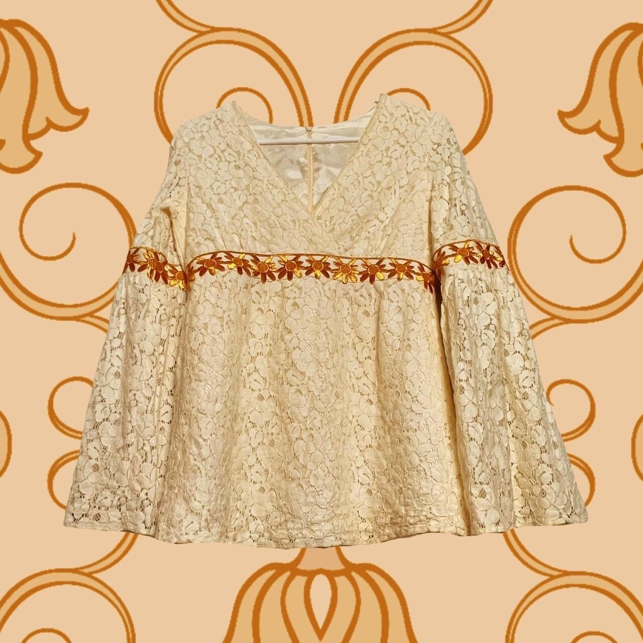 Boho Cottagecore Renaisssnce Revival Ivory Irish Lace Bell Sleeve ...