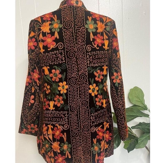 70s Vintage Boho Hippie Turkish Velvet Black & Multi … - Gem