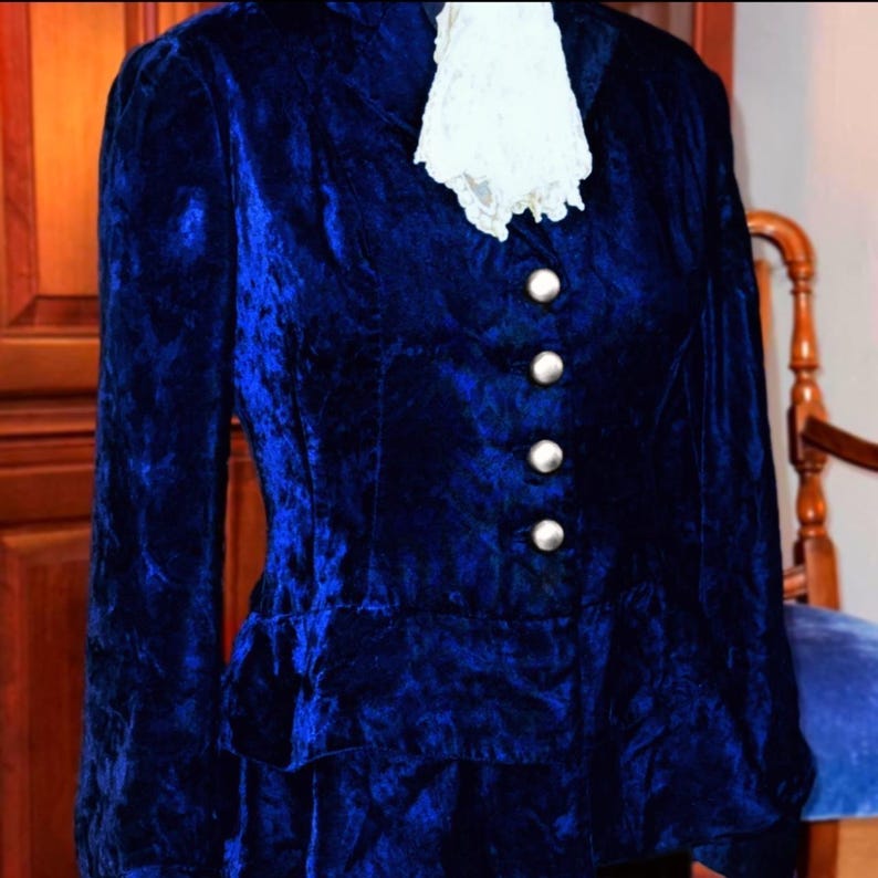 Austin Powers / Victorian Style Vintage Dark Blue Silk Velvet Tiered ...