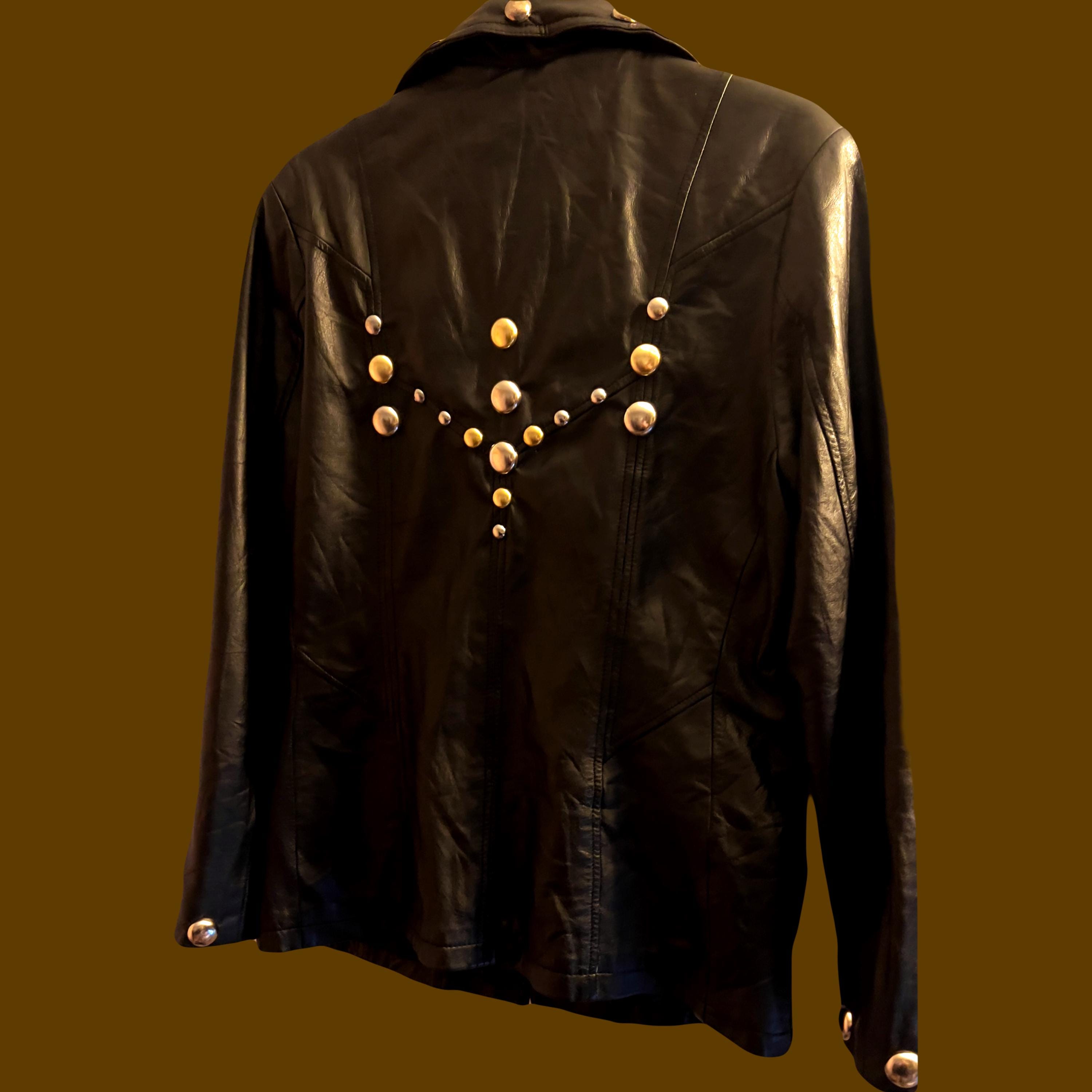 Vintage Roncelli Style Dome Studded Black Genuine Leather Jacket From ...