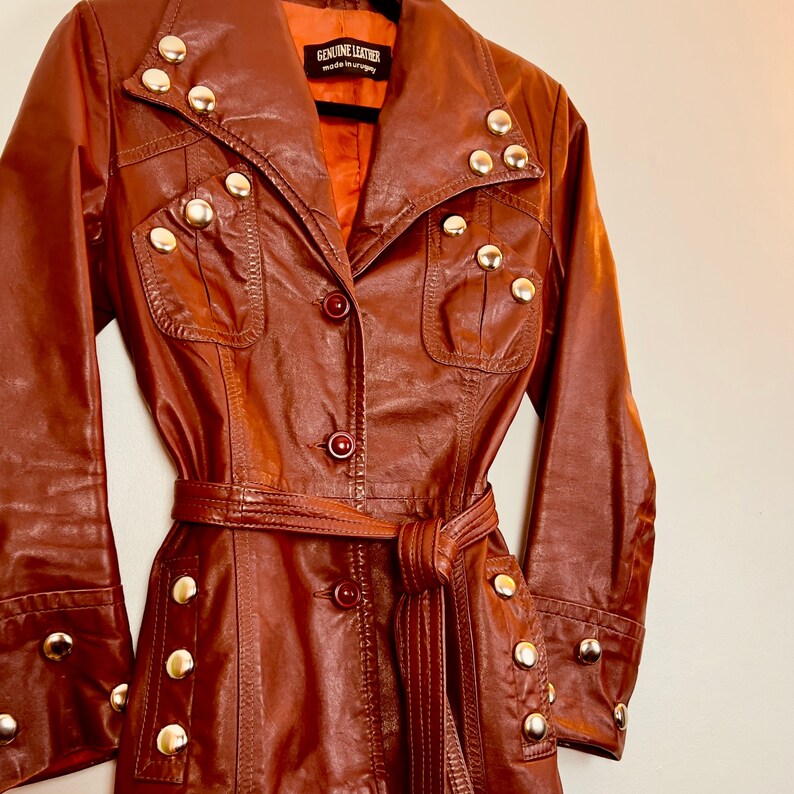 70s Dome Studded Dark Red Leather Jacket - Etsy
