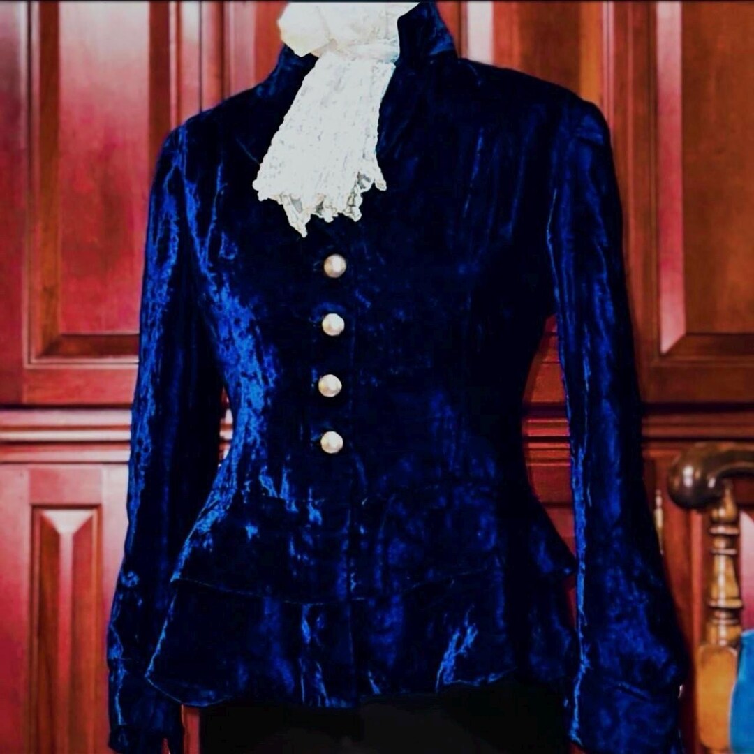 Austin Powers / Victorian Style Vintage Dark Blue Silk Velvet Tiered ...
