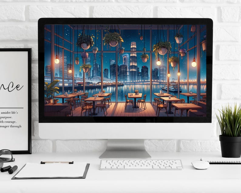Anime Lofi Cafe Desktop Wallpaper Bundle (commercial Use) (JPEG) - Etsy