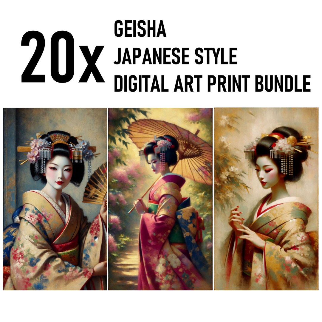 Japanese Geisha Lady Painting Bundle, Historical Georgian Vibes ...