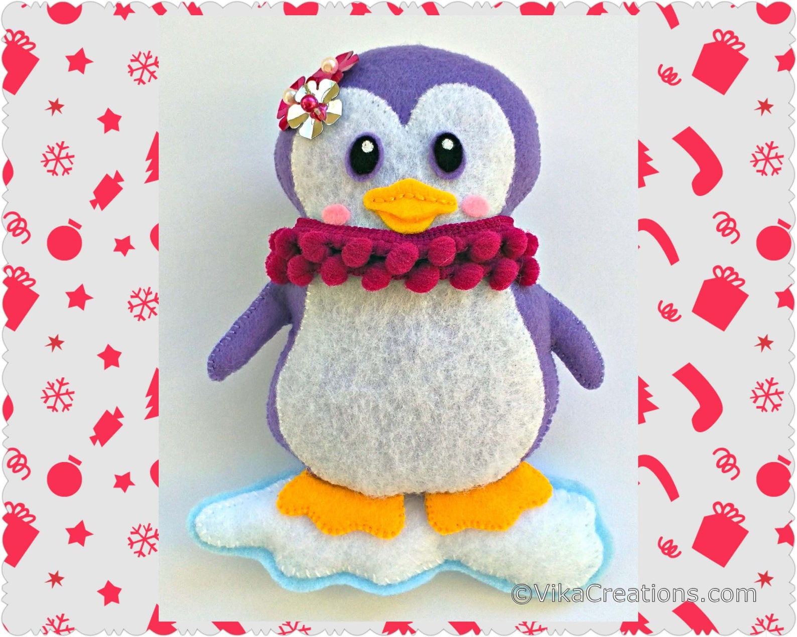 Set of Three Hanging Penguin Ornaments Handmade Felt | Etsy