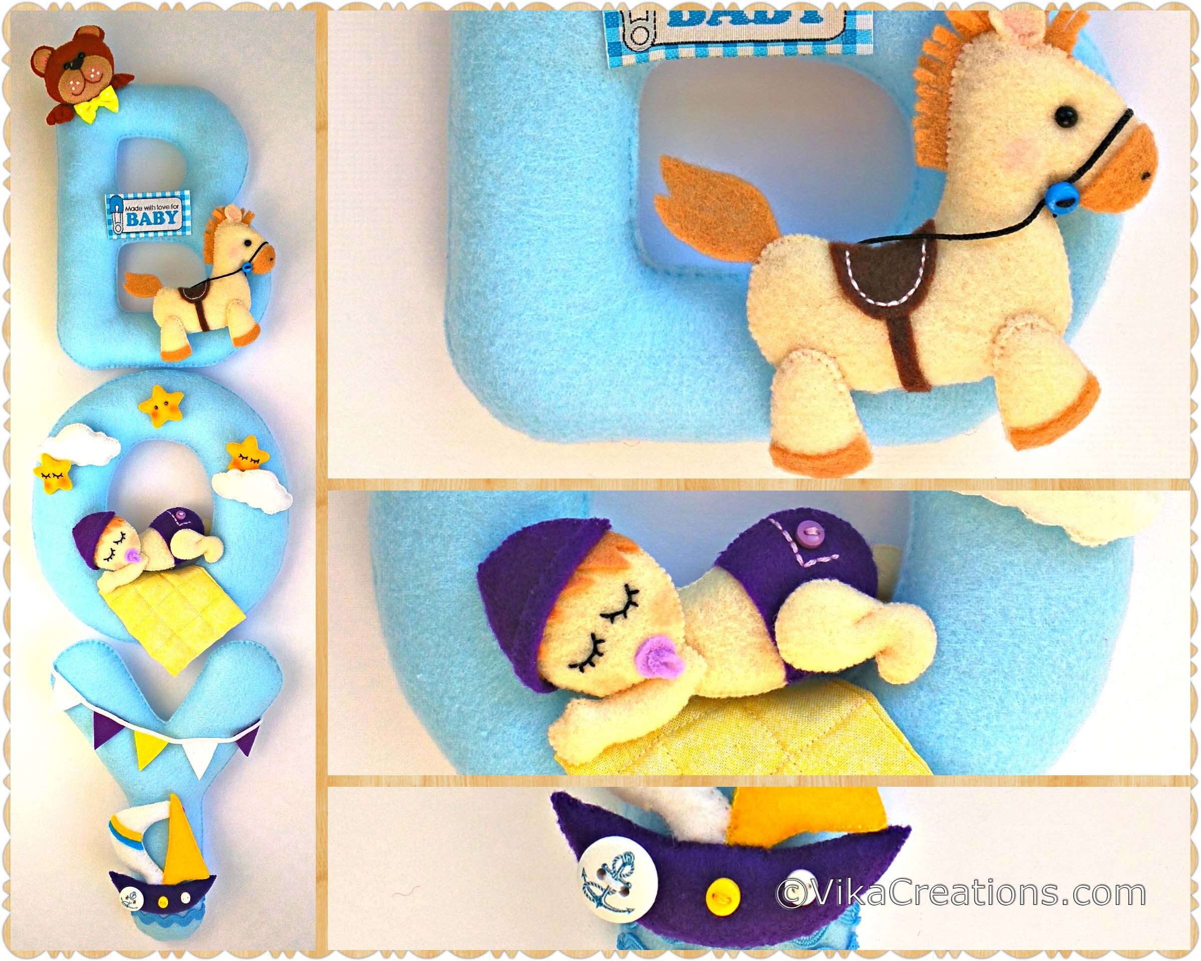 Baby Theme Name Boy Name Birthday Banner Personalized Felt | Etsy