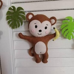 Safari Animals Garland, Nursery Wall Decor Garland With Monkeys, Felt ...