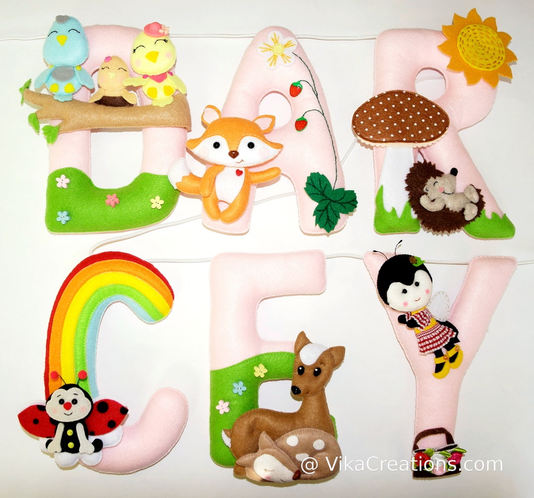 Cute Animals Name Banner, Personalized Animal Theme Felt Name Birthday ...
